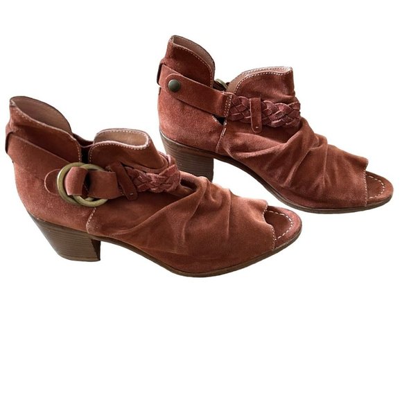 Sundance | Shoes | Sundance Boots Rust Brown Copper Suede Leather Peep ...